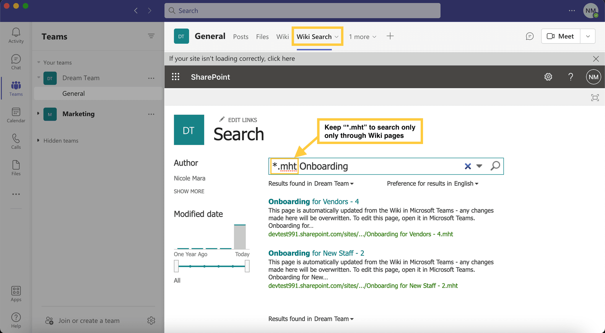 How-to Search Through the Microsoft Teams Built-In Wiki