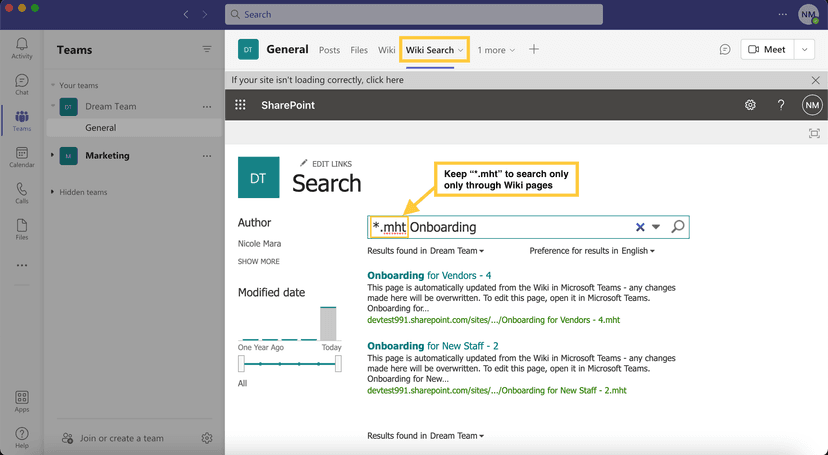 How-to Search Through the Microsoft Teams Built-In Wiki